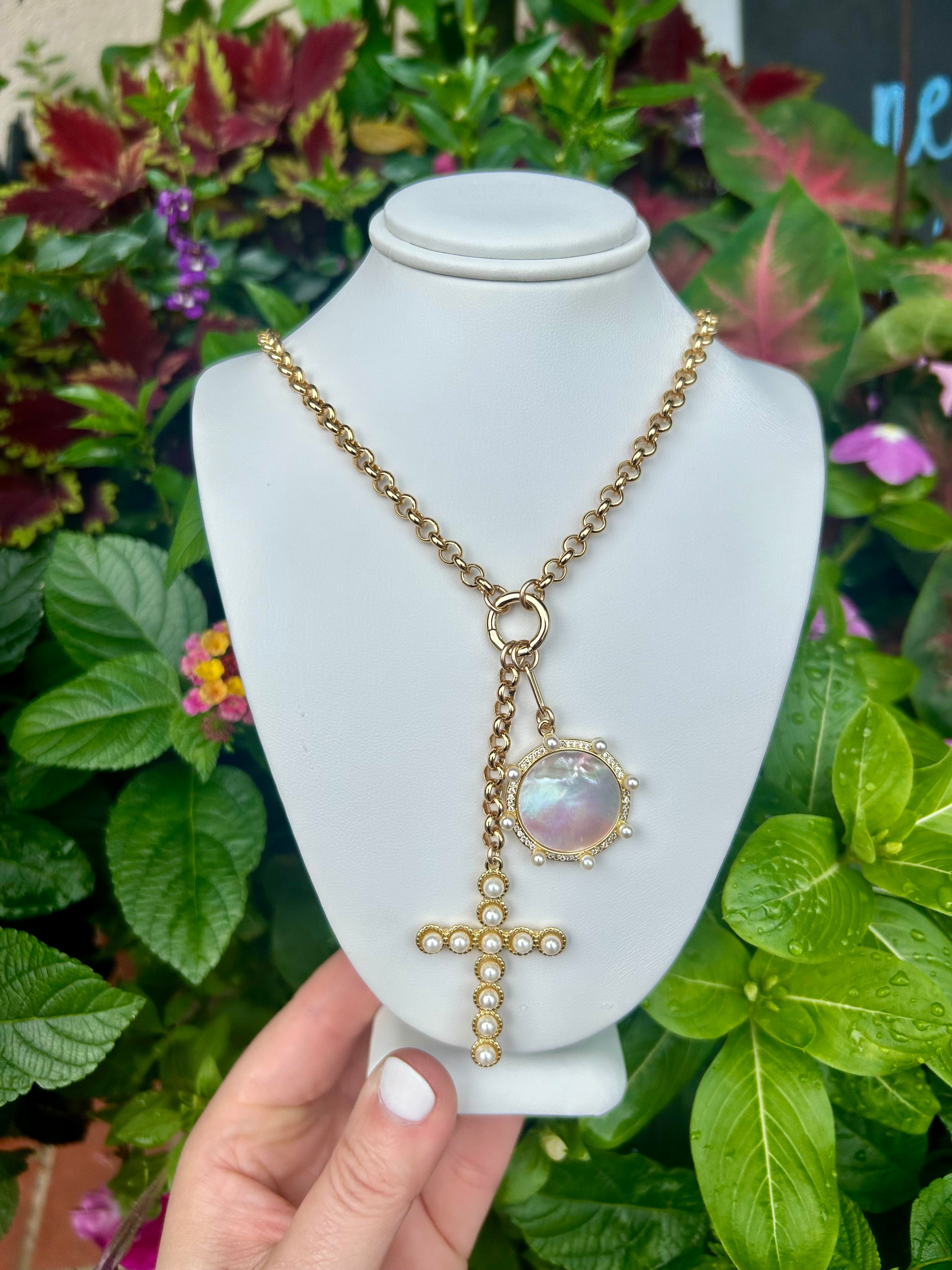 Knotty Bling MOP Medallion Cross – Charlotte's Inc