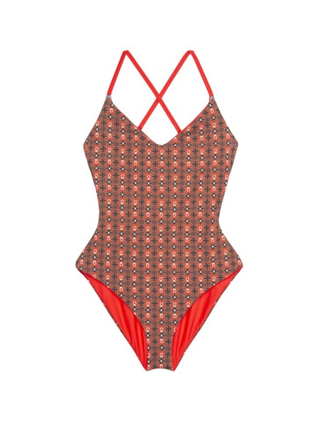 The Reversible Lace Up One Piece | Rust Tile & Red – Charlotte's Inc